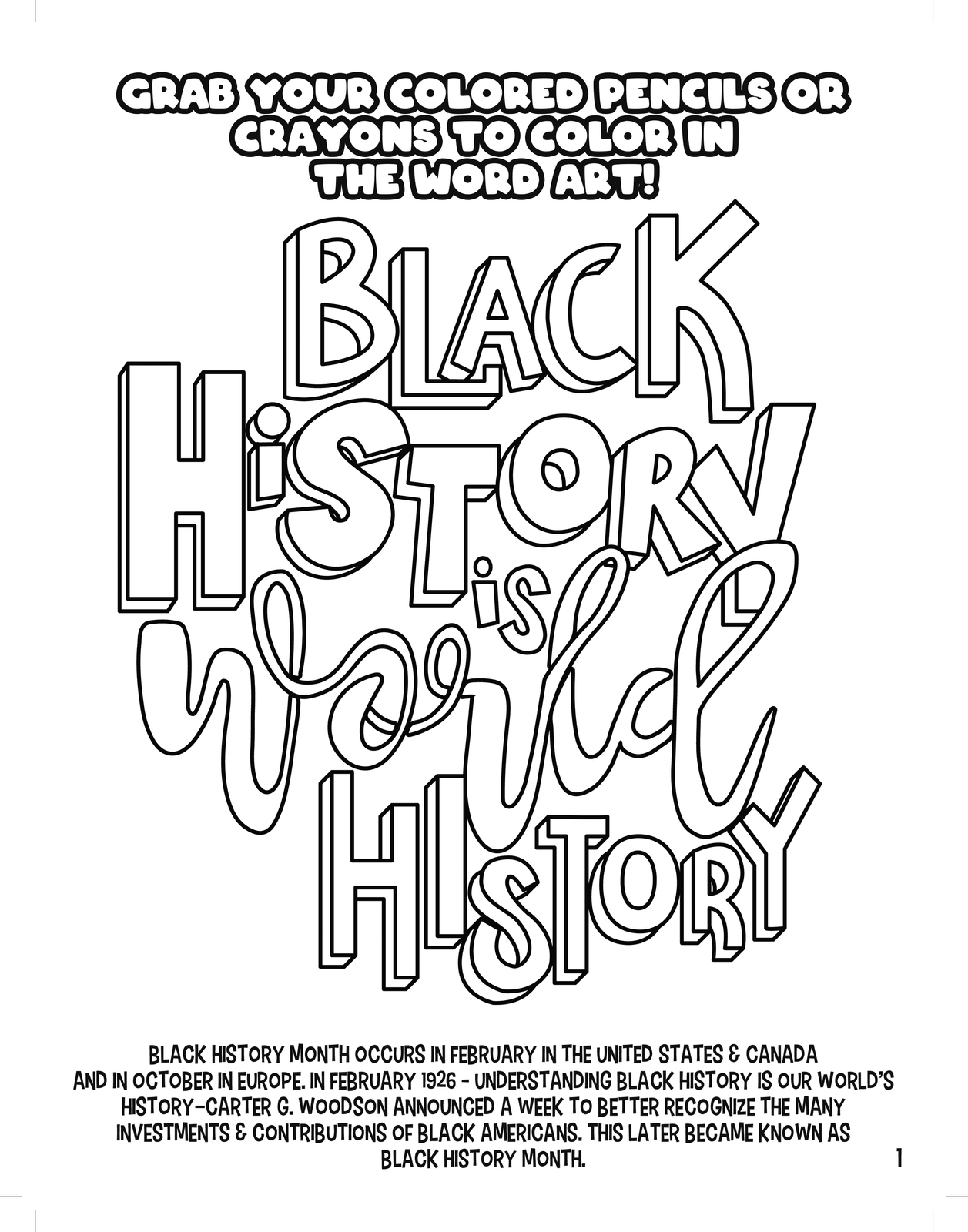 Black History Month Coloring Pictures